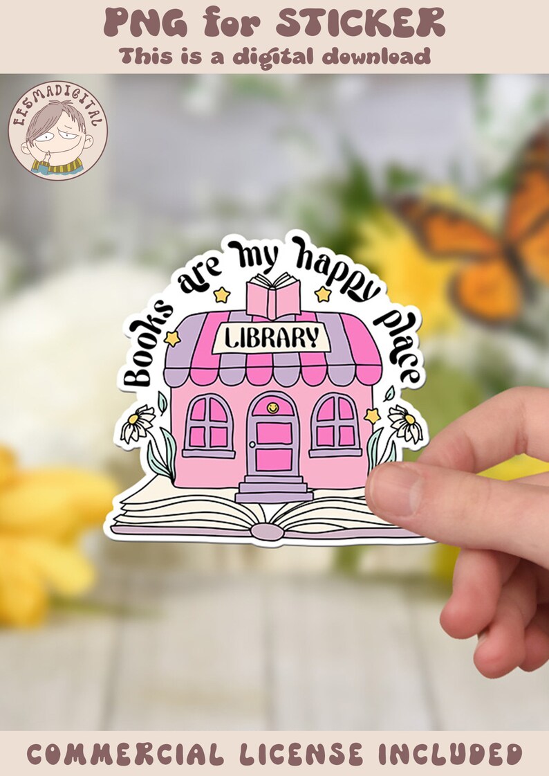 Books Are My Happy Place PNG File, Cute Fun Trendy Bookish Design for ...