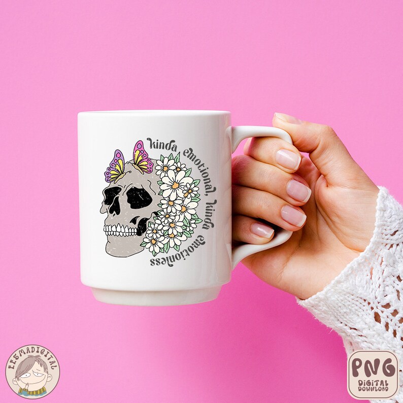 Kinda Emotional Kinda Emotionless Png, Flower Skull Png, Motivational ...