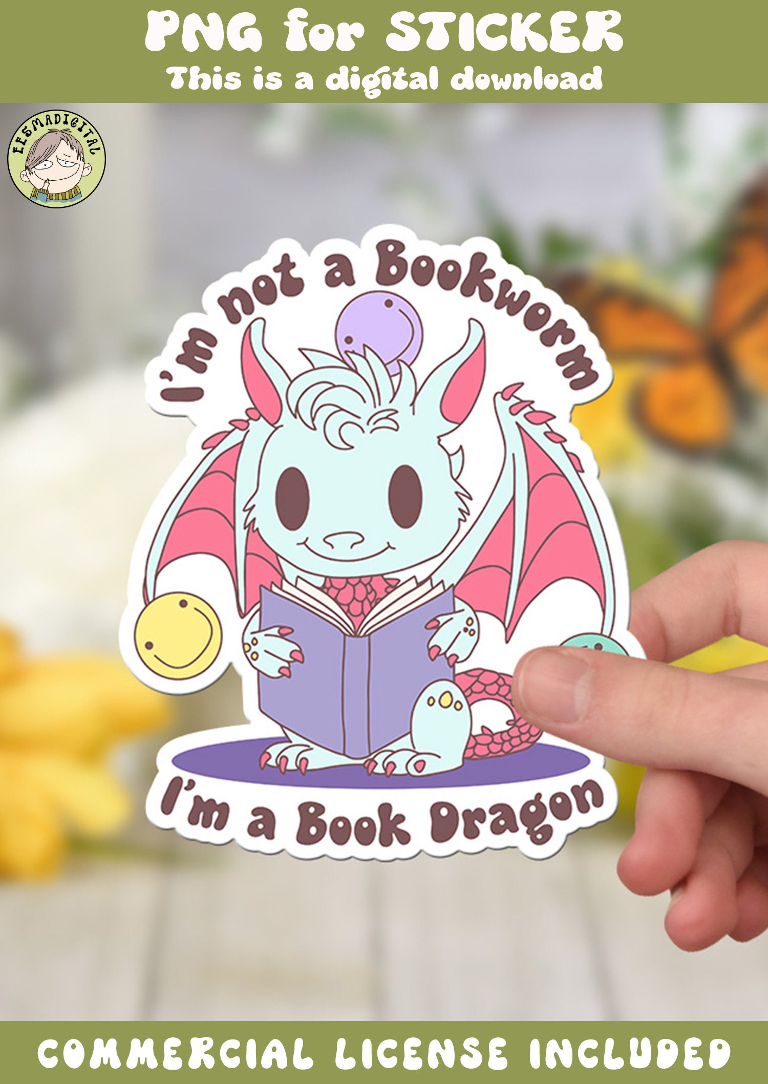 I'm Not A Bookworm I'm A Book Dragon Png Vintage - Etsy
