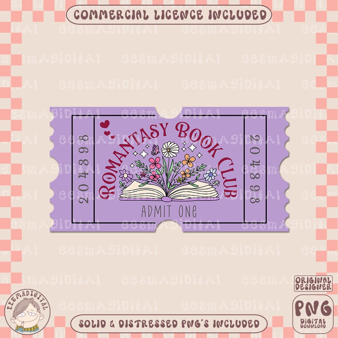 Romantasy Book Club Ticket PNG File, Cute Trendy Bookish Artsy Design ...