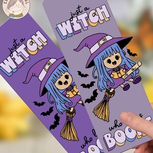 Just a Witch Who Loves Books Bookmark Design, Halloween Bookish PNG ...
