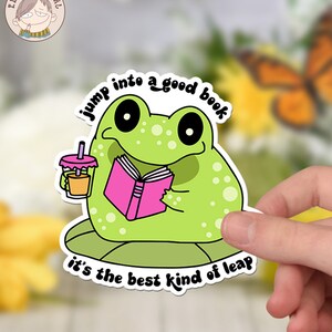 Jump Into a Good Book Frog Png, Cute Bookish Frog With Iced Coffee & a ...