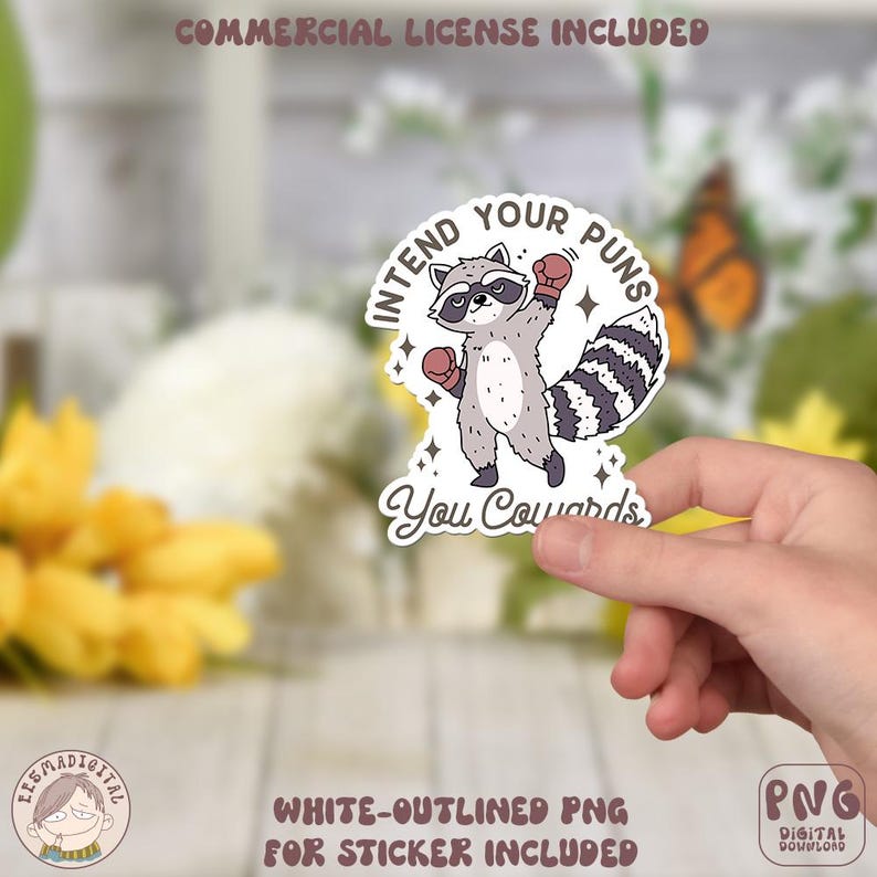 Intend Your Puns You Cowards PNG, Funny Raccoon, Vintage Retro Raccoon ...