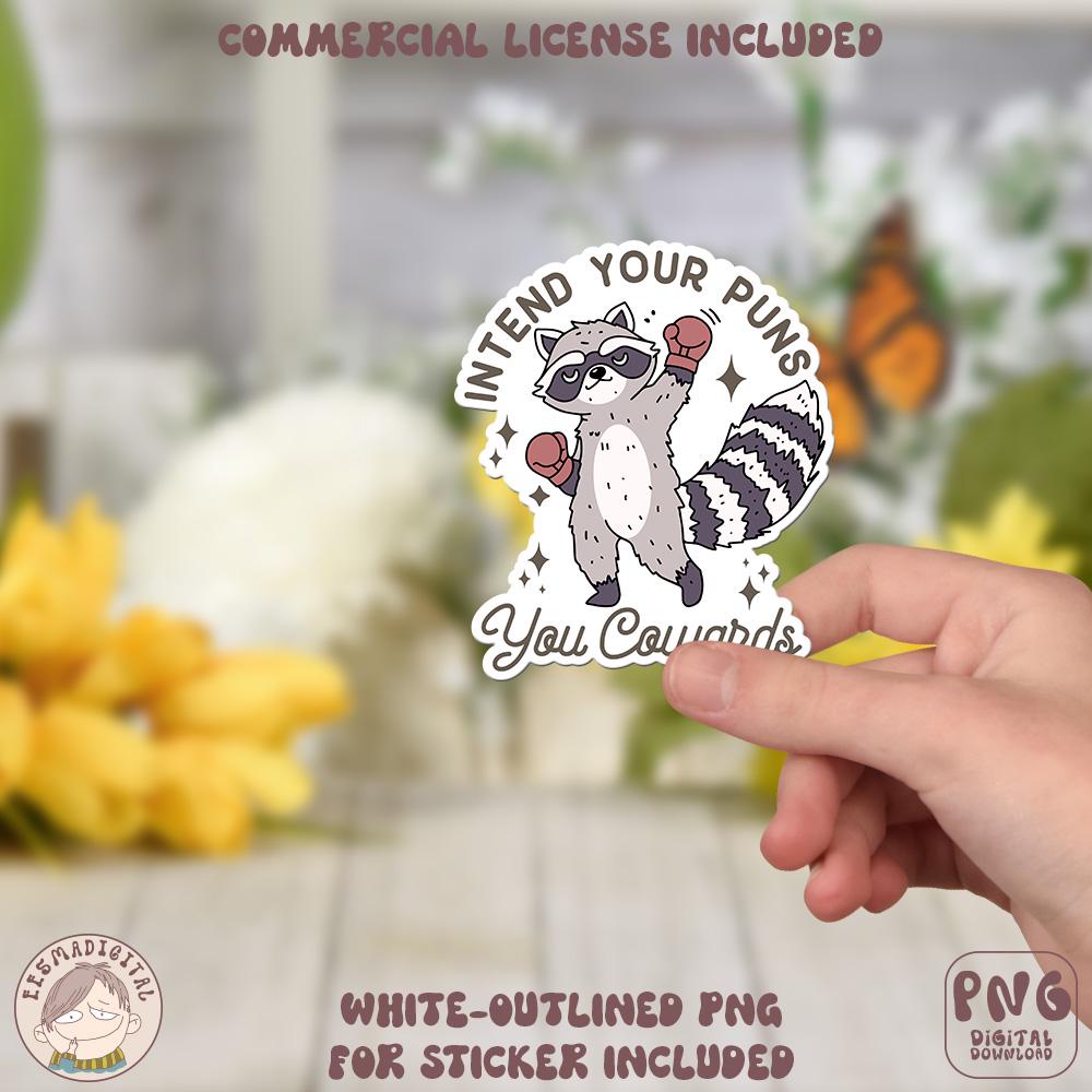 Intend Your Puns You Cowards PNG, Funny Raccoon, Vintage Retro Raccoon ...