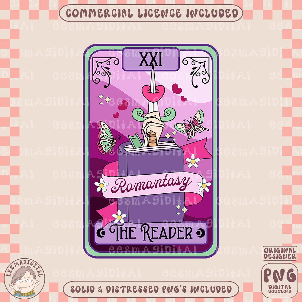 Romantasy the Reader Tarot Card PNG, Romantasy Reader Png, Romance ...