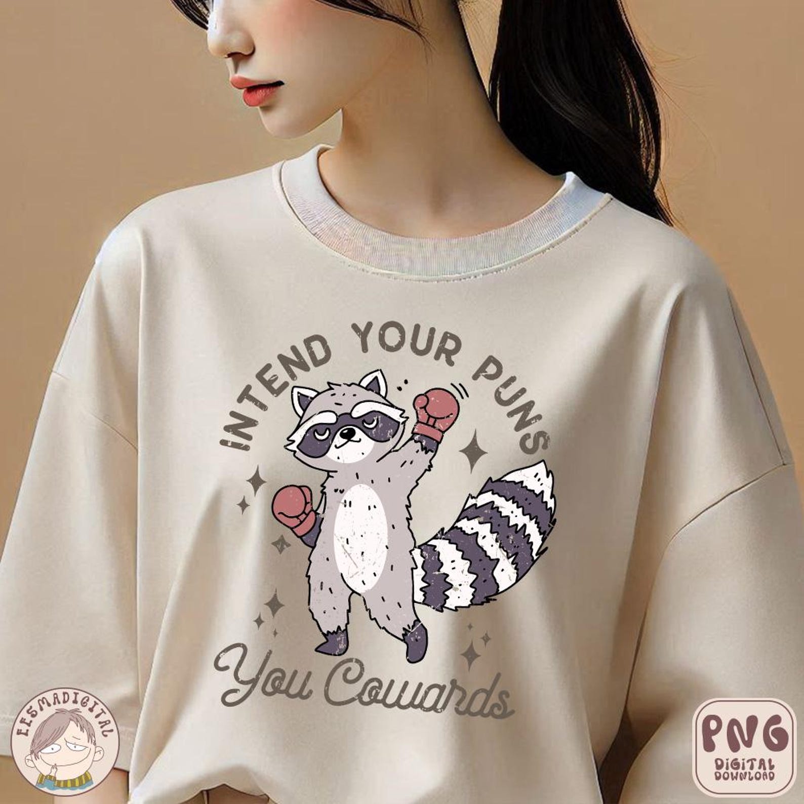 Intend Your Puns You Cowards PNG, Funny Raccoon, Vintage Retro Raccoon ...