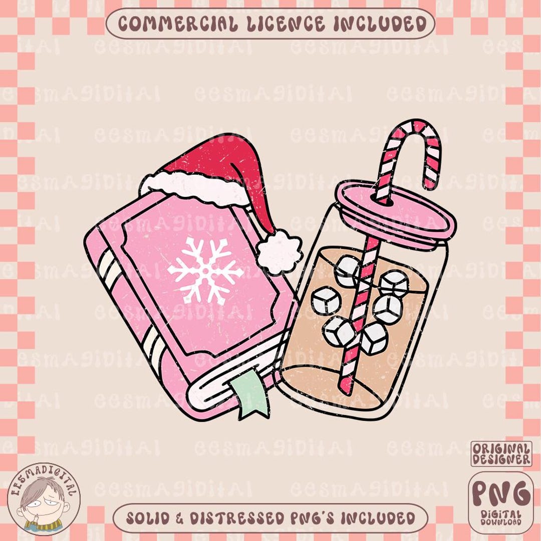 Bookish Christmas Iced Coffee Png, All Booked for Christmas Png ...