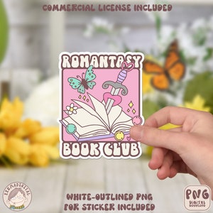 Romantasy Book Club PNG File, Cute Trendy Bookish Artsy Design for ...