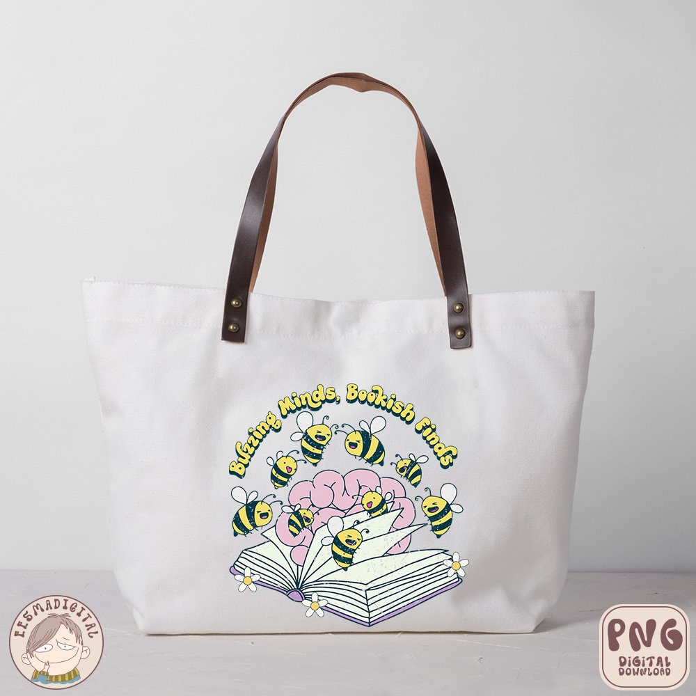 Buzzing Minds Bookish Finds PNG File, Cute Fun Trendy Bee Bookish ...
