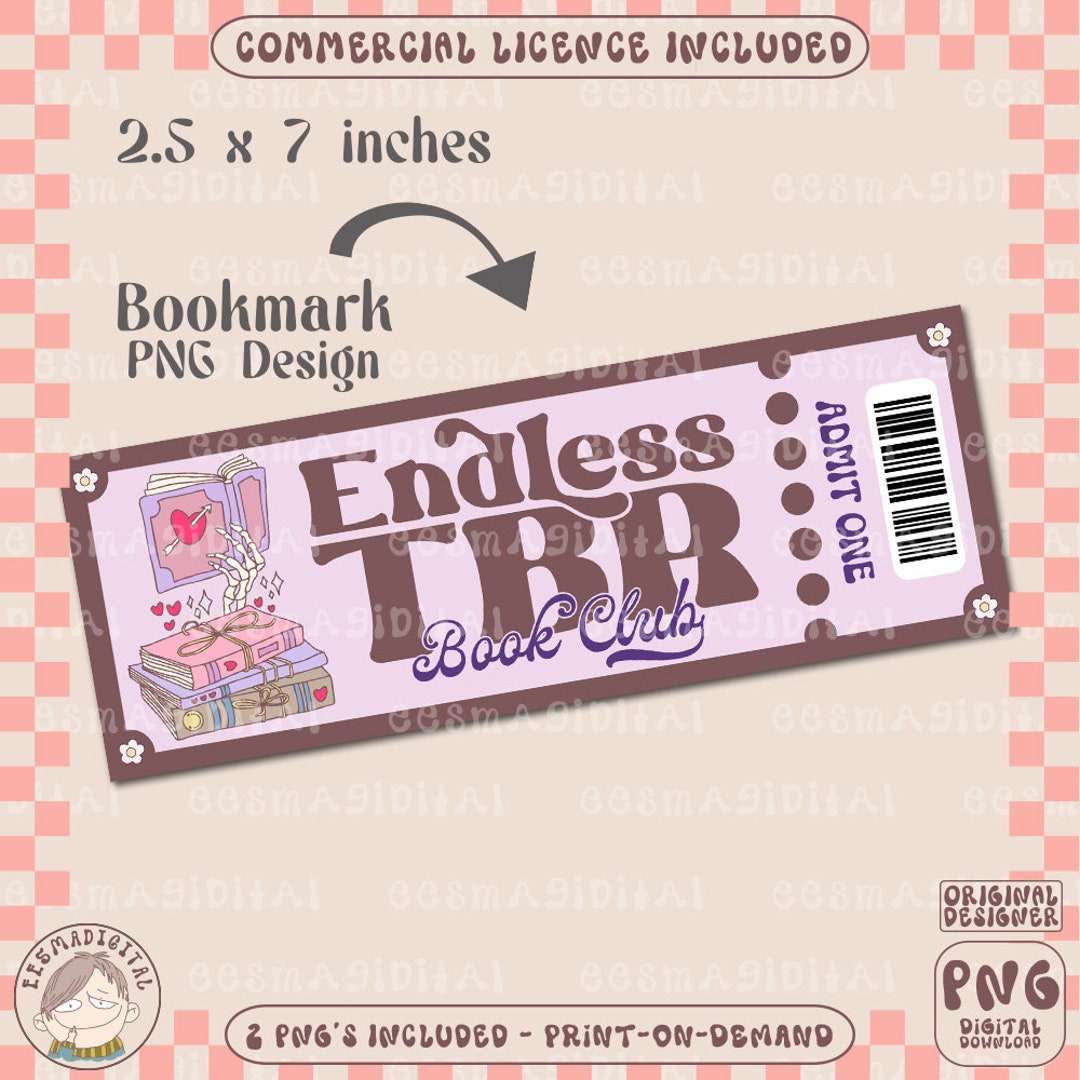 Endless Tbr Pile Book Club Bookmark Design, PNG File, Cute Artsy ...