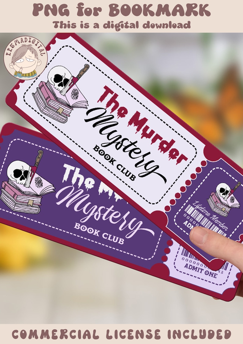 The Murder Mystery Book Club Bookmark Design, PNG File, Cute Artsy ...