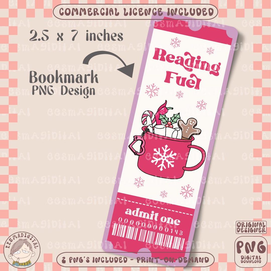 Christmas Reading Fuel Bookmark PNG, Christmas Drink Png, Christmas ...