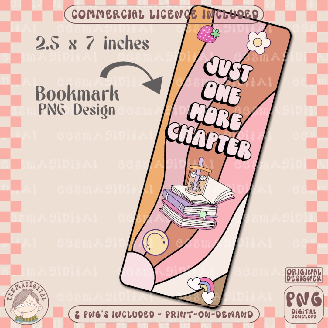 Just One More Chapter Bookmark Design, Retro Wavy Daisy PNG File, Cute ...