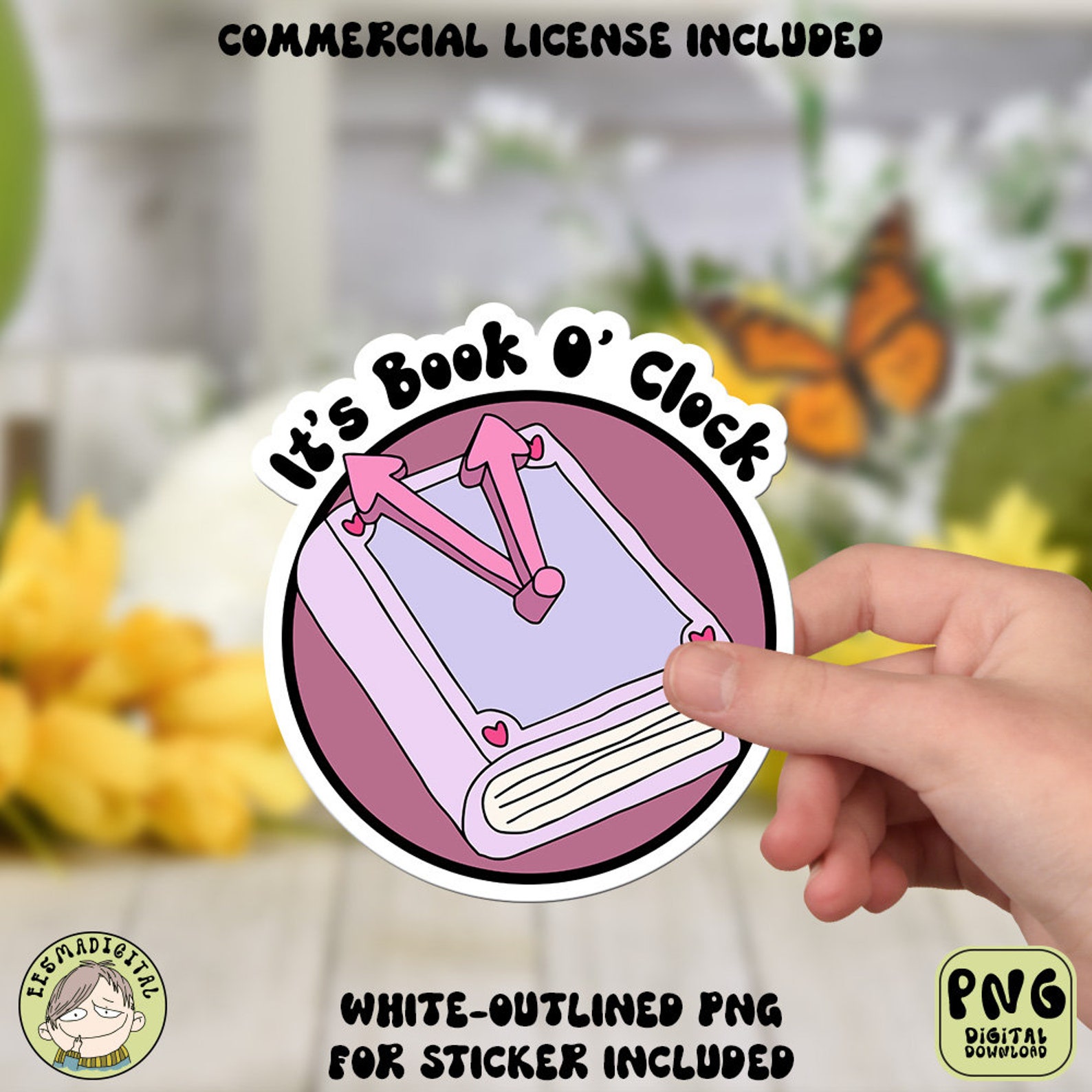 It's Book O Clock Png, Png for Sticker, Book Nerd Png, Book Lover Png ...