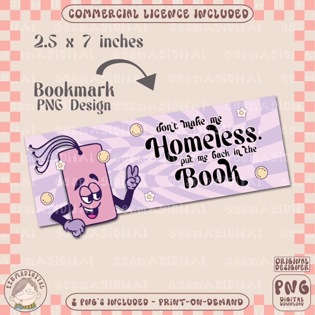 Funny Bookmark Quote Design, PNG File, Cute Checkered Creative Bookish ...