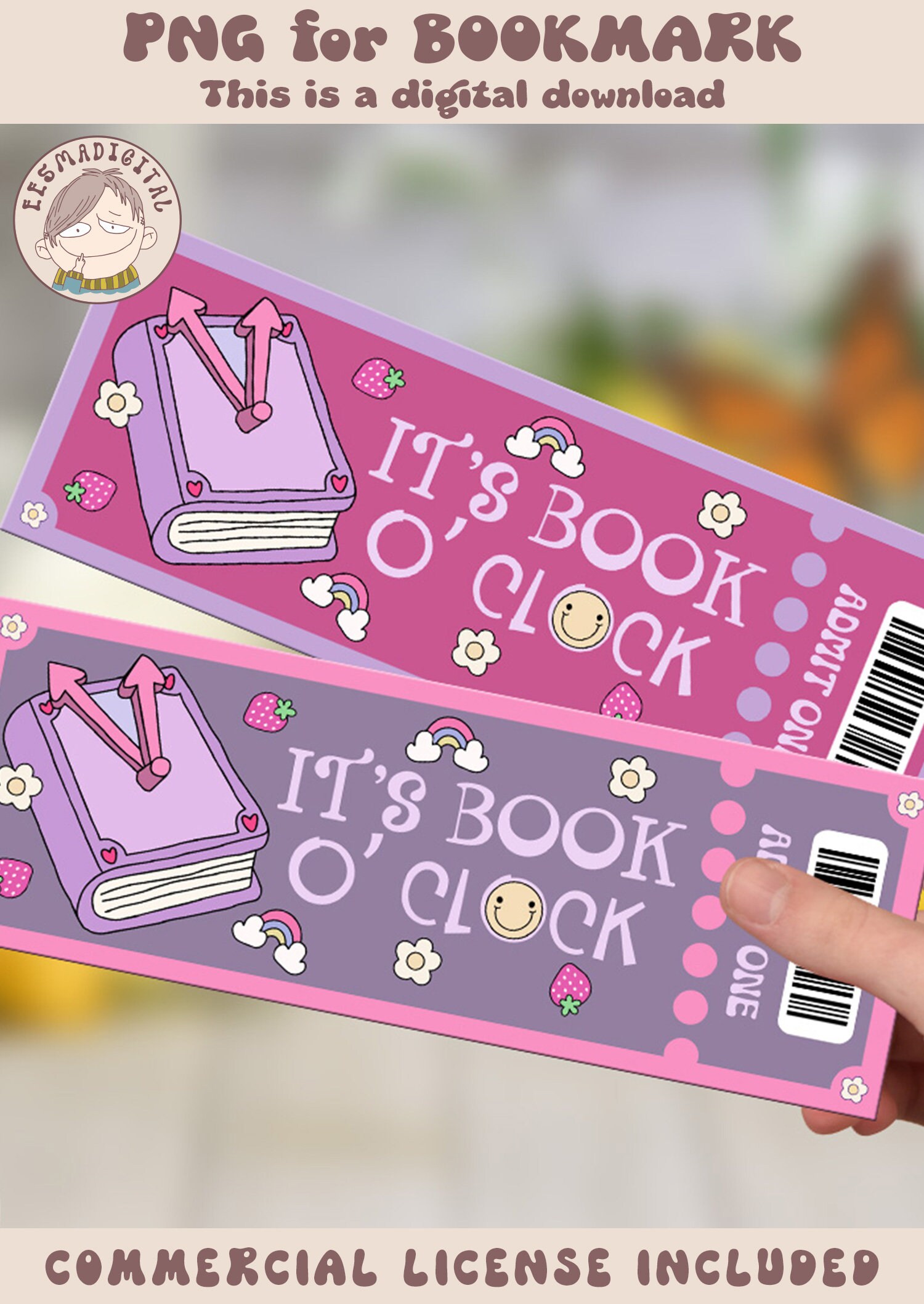 It's Book O Clock Bookmark Design, PNG File, Cute Artsy Creative ...