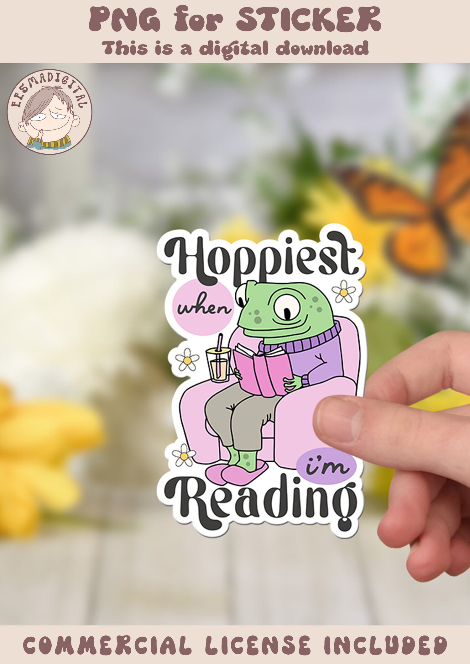 Hoppiest When I'm Reading PNG File, Frog Happiest When Reading Cute ...