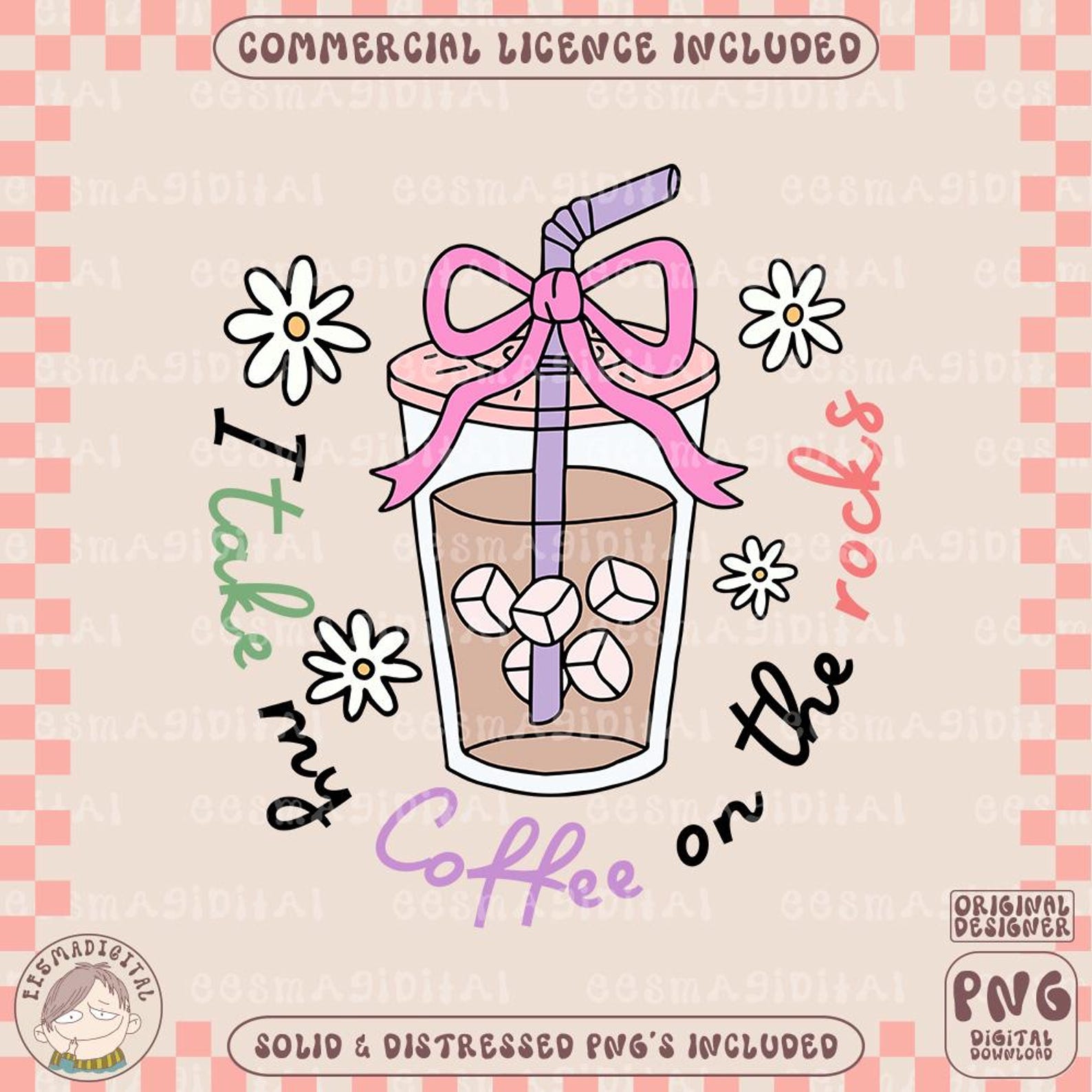 I Take My Coffee on the Rocks PNG, Coffee Addict Sticker Design, Daisy ...