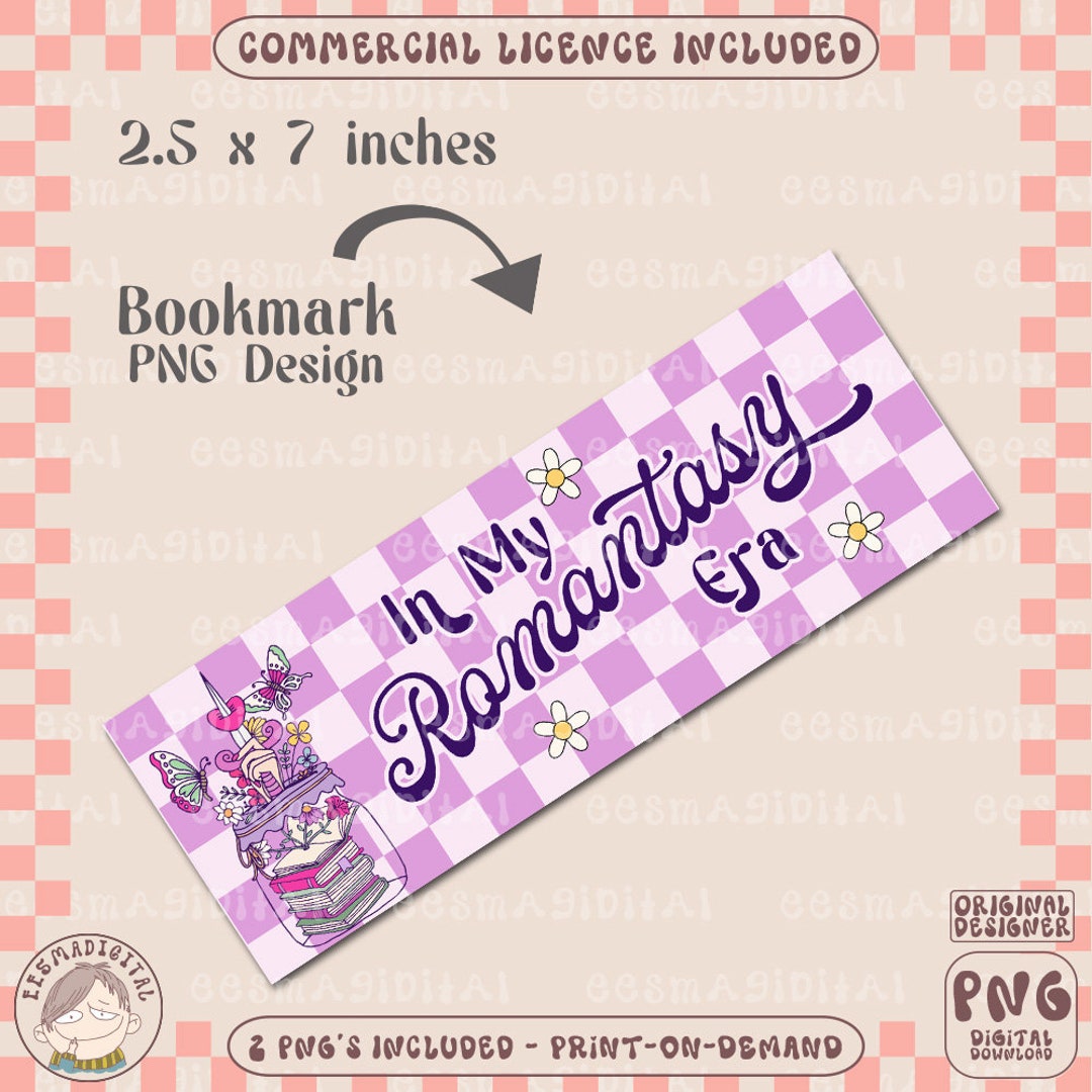 In My Romantasy Era Bookmark PNG, Retro Checkered Bookmark Png, Cute ...