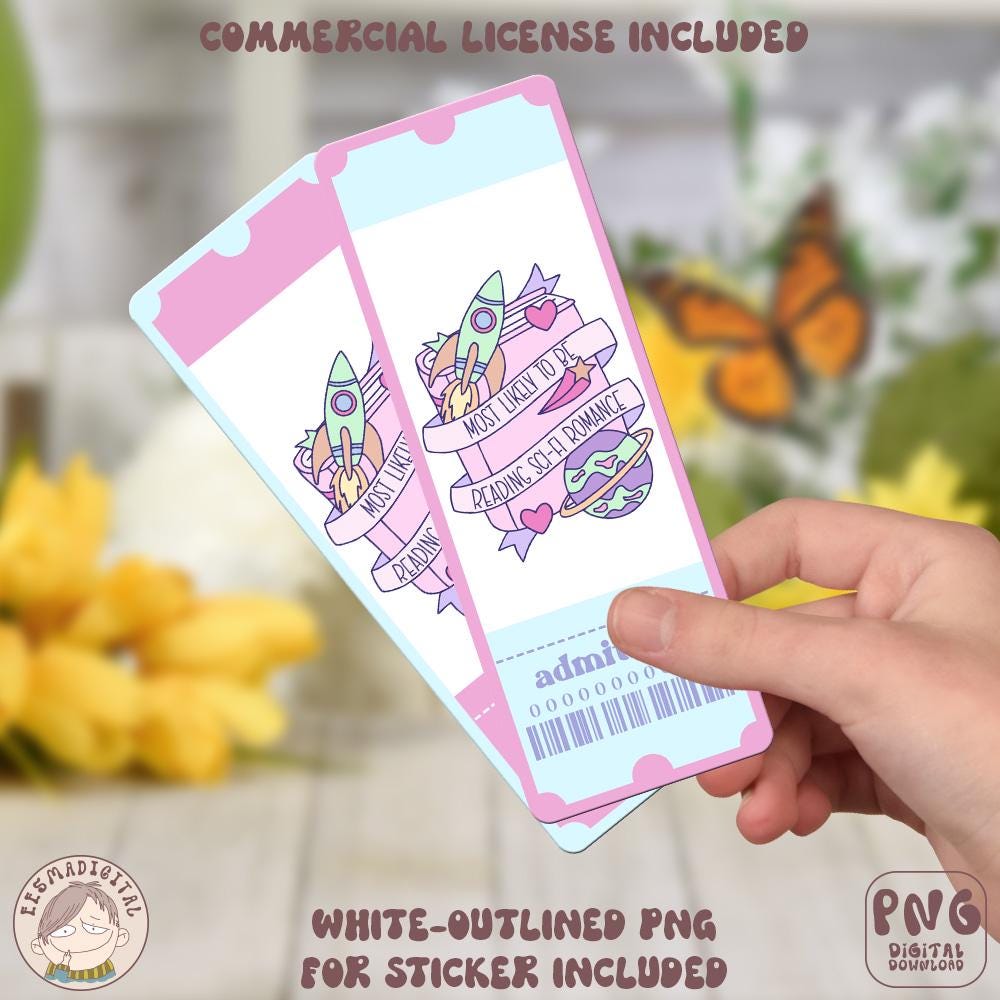 Bookish Ticket Bundle PNG, Book Club Ticket Bookmark PNG, Book Lovers ...