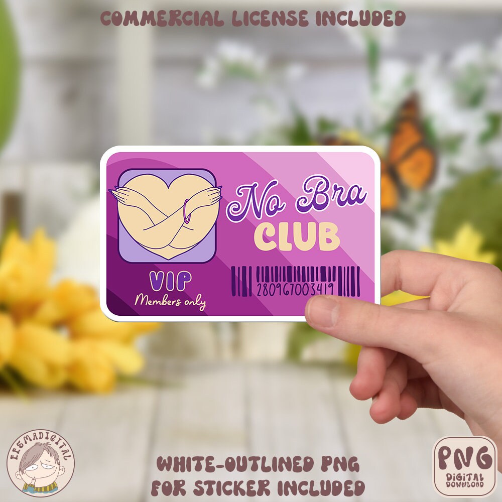 No Bra Club Member PNG, Cute Trendy Artsy Feminism Popular Png Design ...