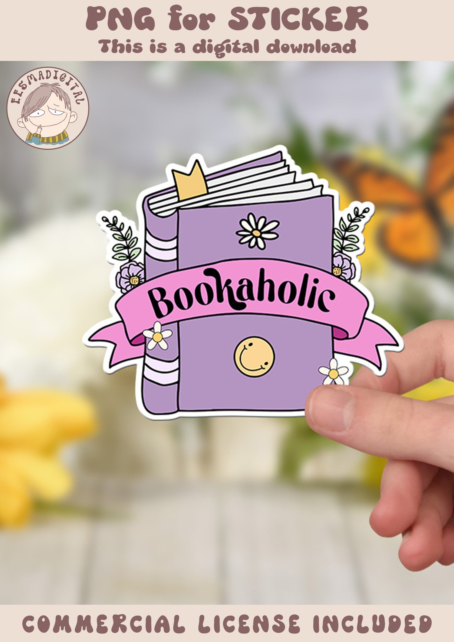 Bookaholic PNG File, Bookmark Png, Booktok Cute Trendy Bookish Artsy ...