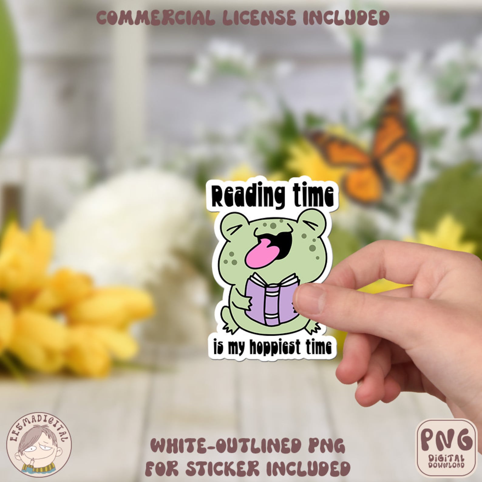 Reading Time is My Hoppiest Time PNG, Cute Trendy Bookish Design for ...