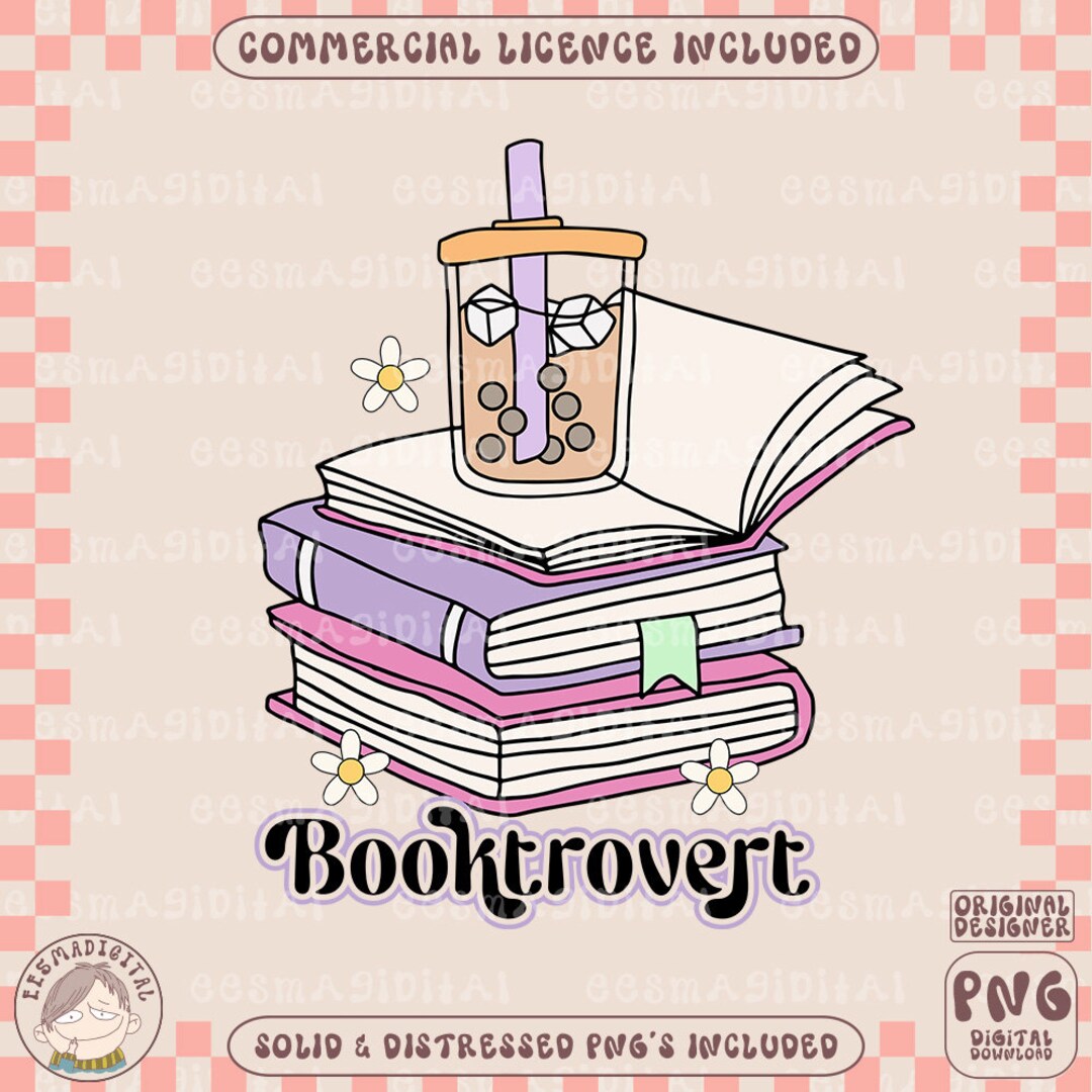 Booktrovert PNG File, Book Lover Png, Retro Books Png, Positive Quotes ...