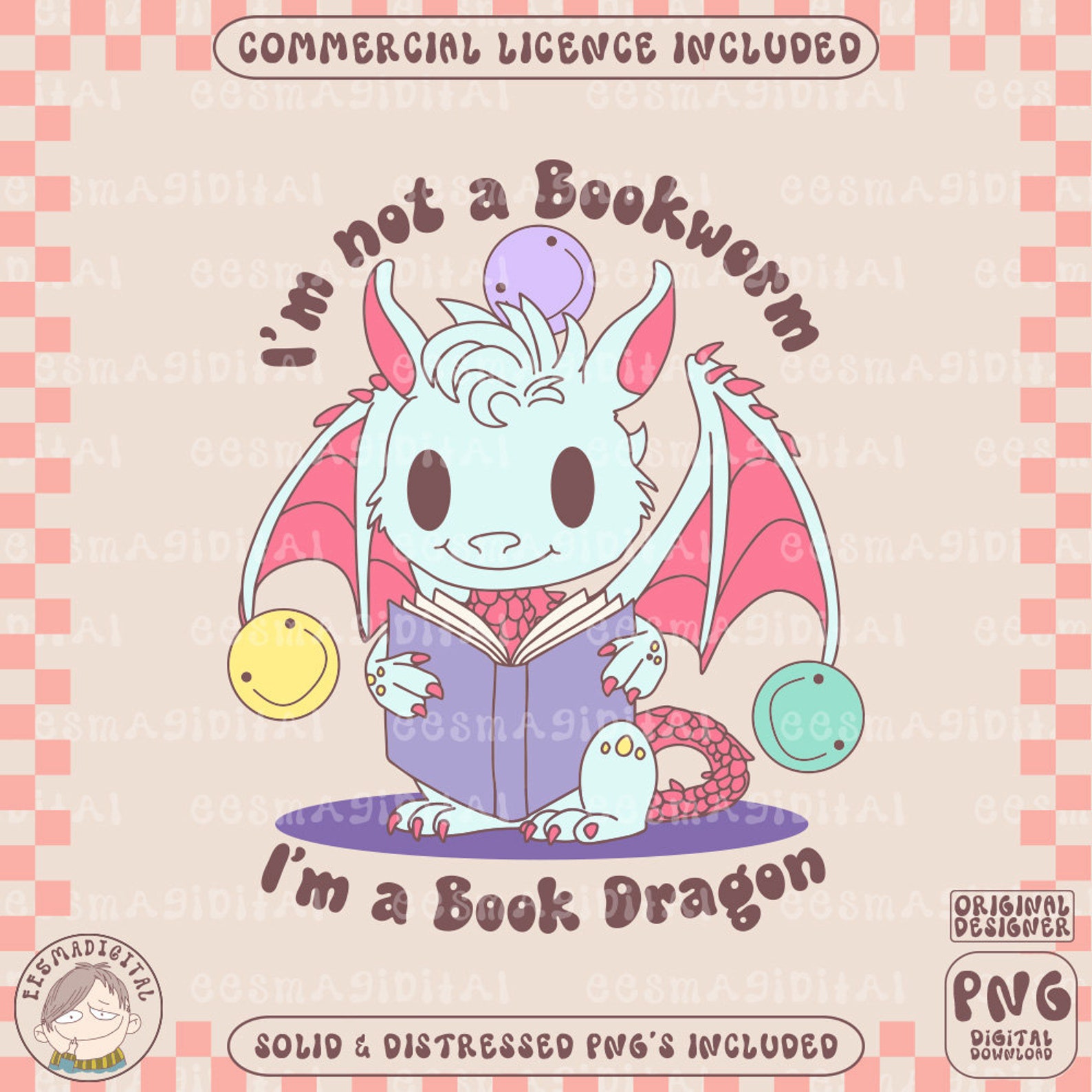 I'm Not A Bookworm I'm A Book Dragon Png Vintage - Etsy