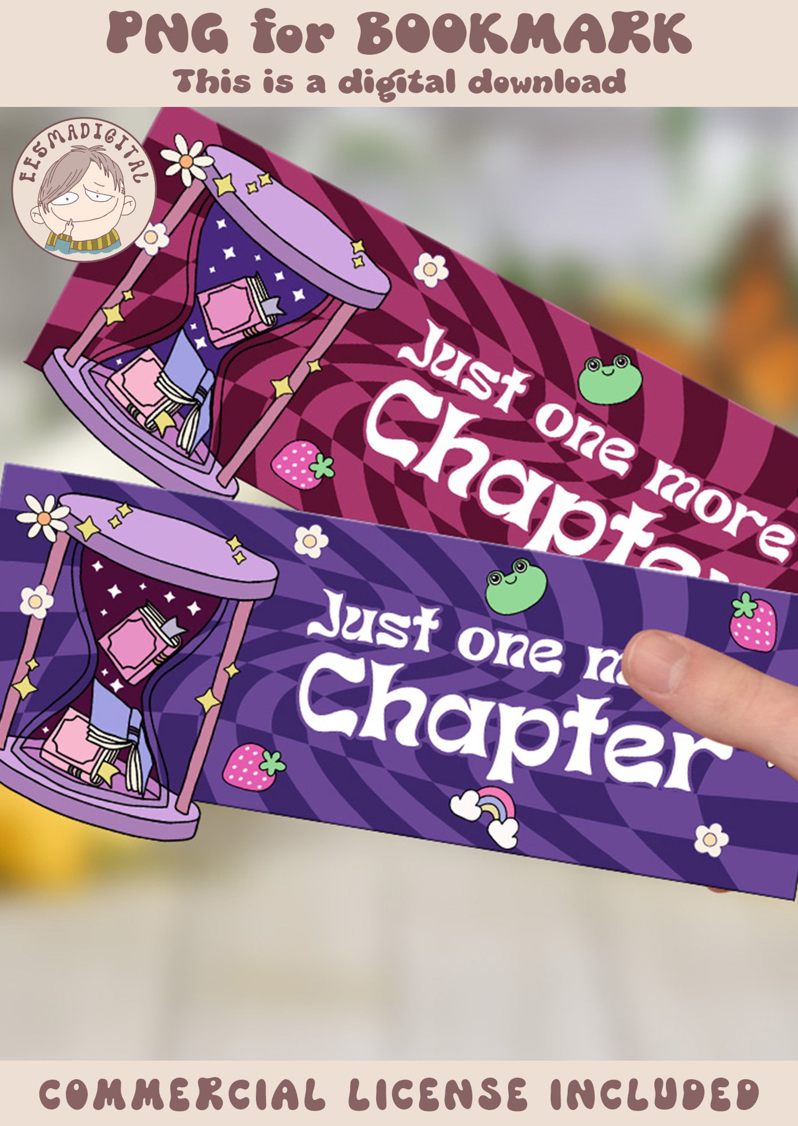 Just One More Chapter Bookmark Design, PNG File, Funny Cute Checkered ...