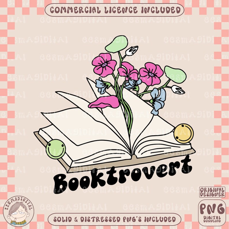 Booktrovert PNG, Digital Sticker Png - Etsy