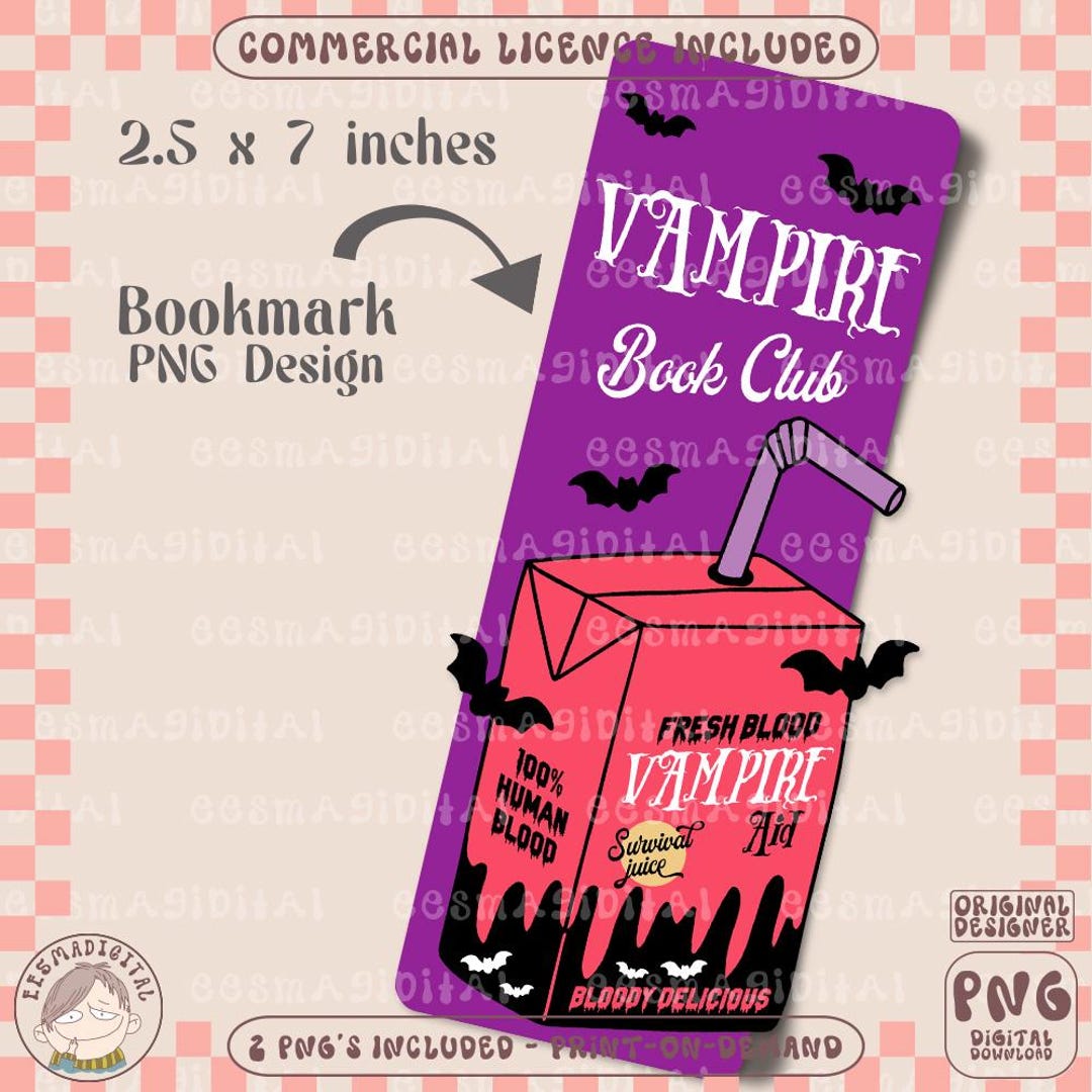 Vampire Book Club Bookmark Design, Halloween Witch P Bookish PNG File ...