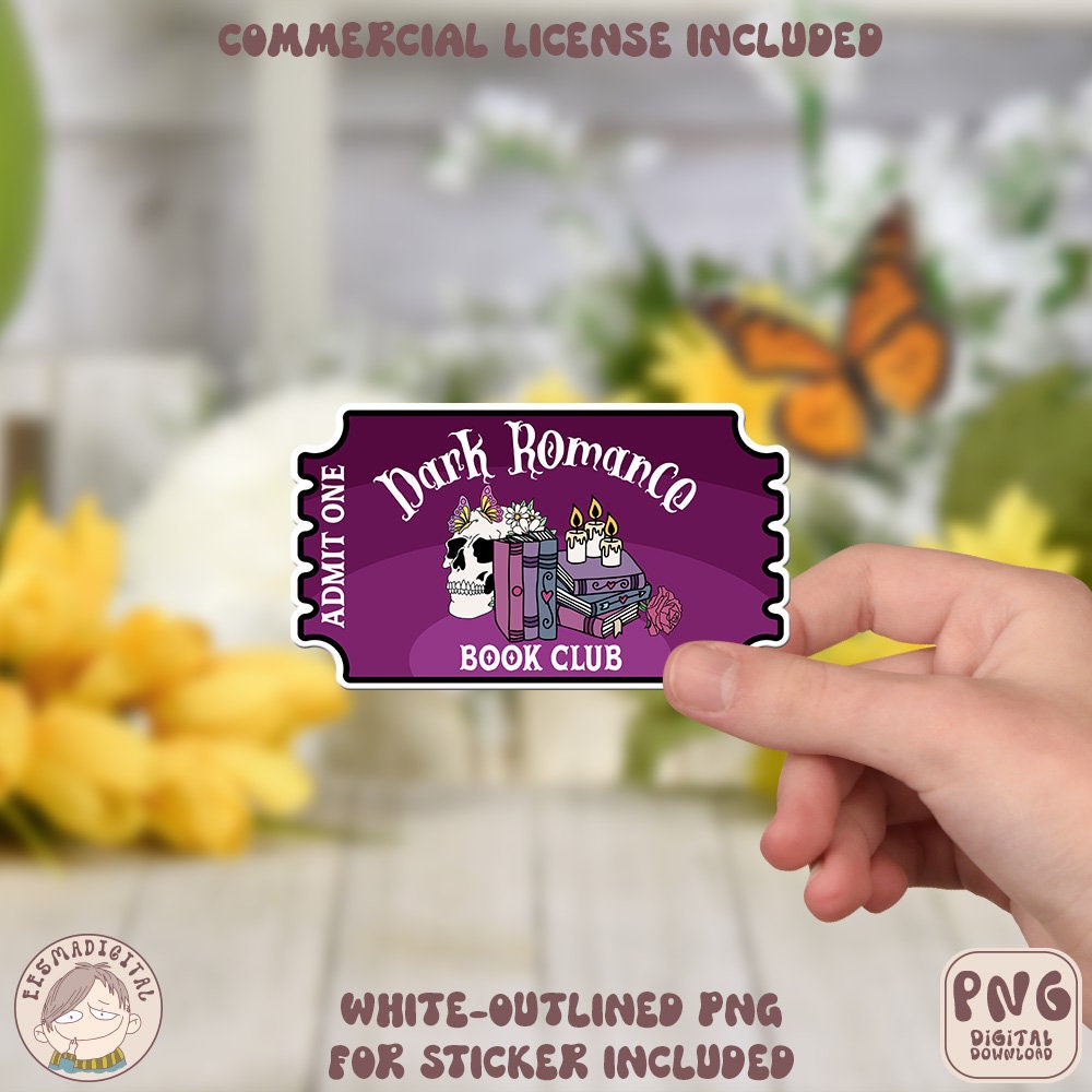 Dark Romance Book Club Ticket PNG, Cute Trendy Bookish Design for ...