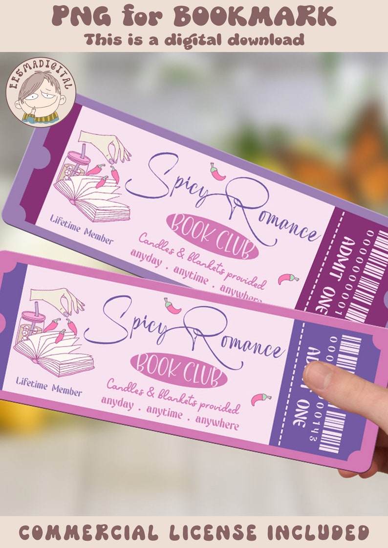Spicy Romance Book Club Bookmark Design, PNG File, Cute Artsy Creative ...