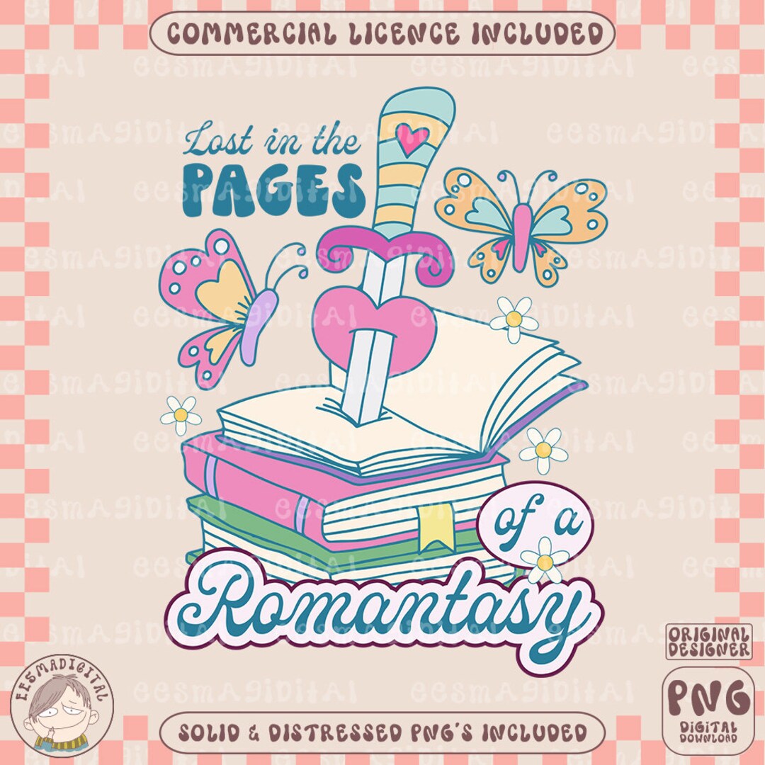 Lost in the Pages of a Romantasy PNG, Romantasy Book Club PNG File ...