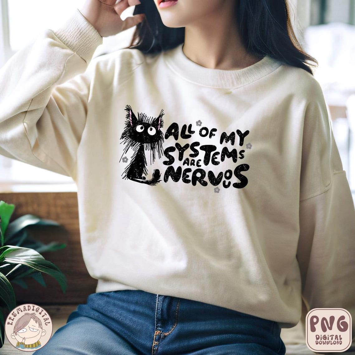 All of My Systems Are Nervous PNG Popular Designs Cute Mental Health T ...