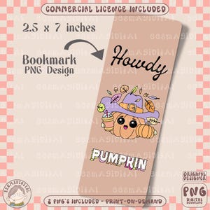 Howdy Pumpkin Bookmark Png, Fall Pumpkin Halloween Season Bookmark ...