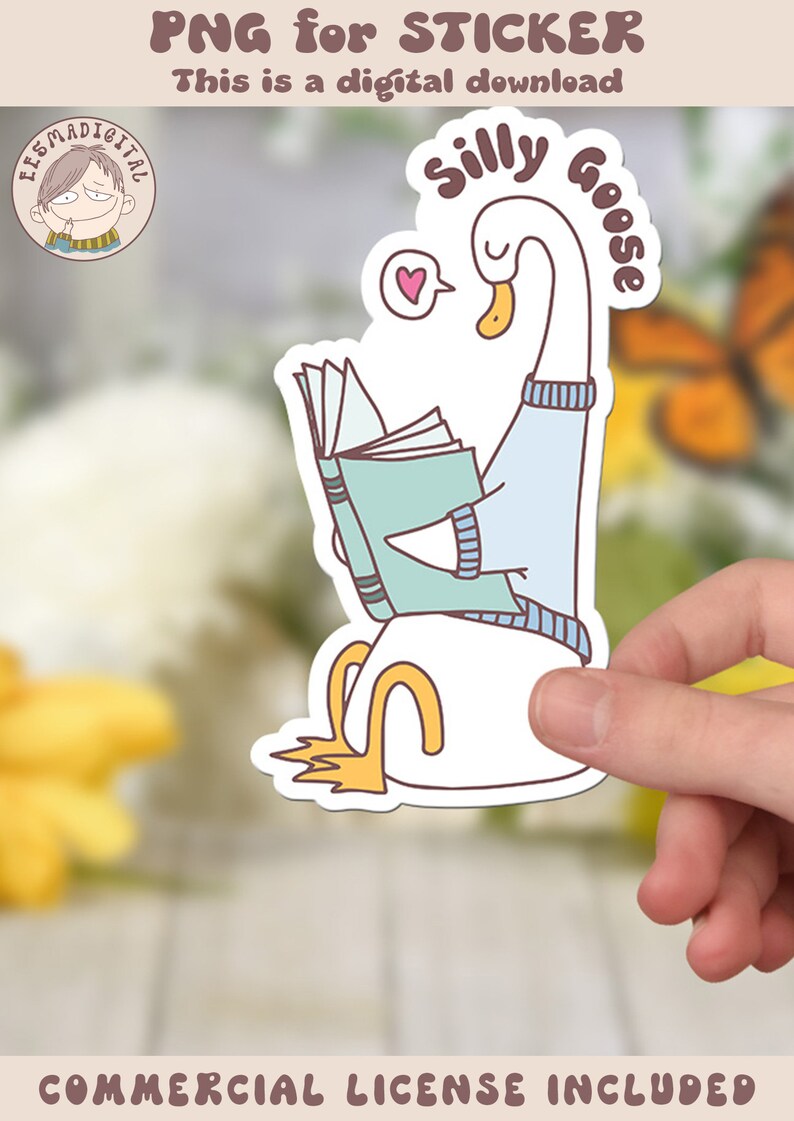 Silly Goose Reading PNG, Silly Goose on the Loose Club, Trendy Png, in ...
