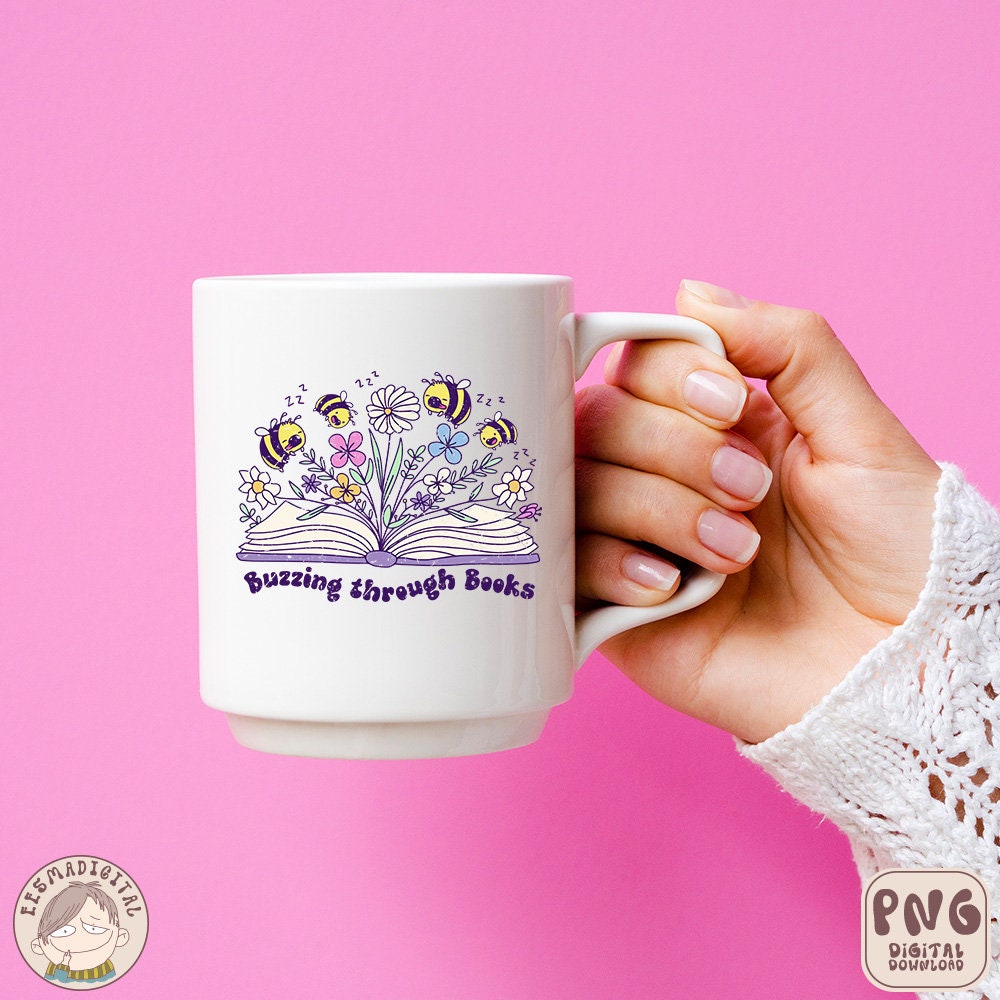 Buzzing Through Books PNG File, Cute Fun Trendy Bee Bookish Design for ...