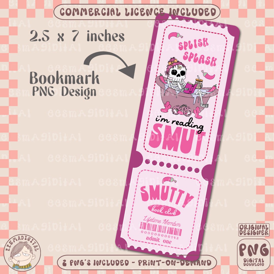 Splish Splash I'm Reading Smut Bookmark Design, Smut Book Club PNG File ...
