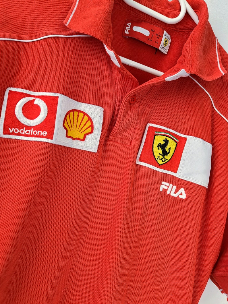 Vintage Fila Scuderia Ferrari F1 Racing Team Vodafone Shell Polo Taille ...
