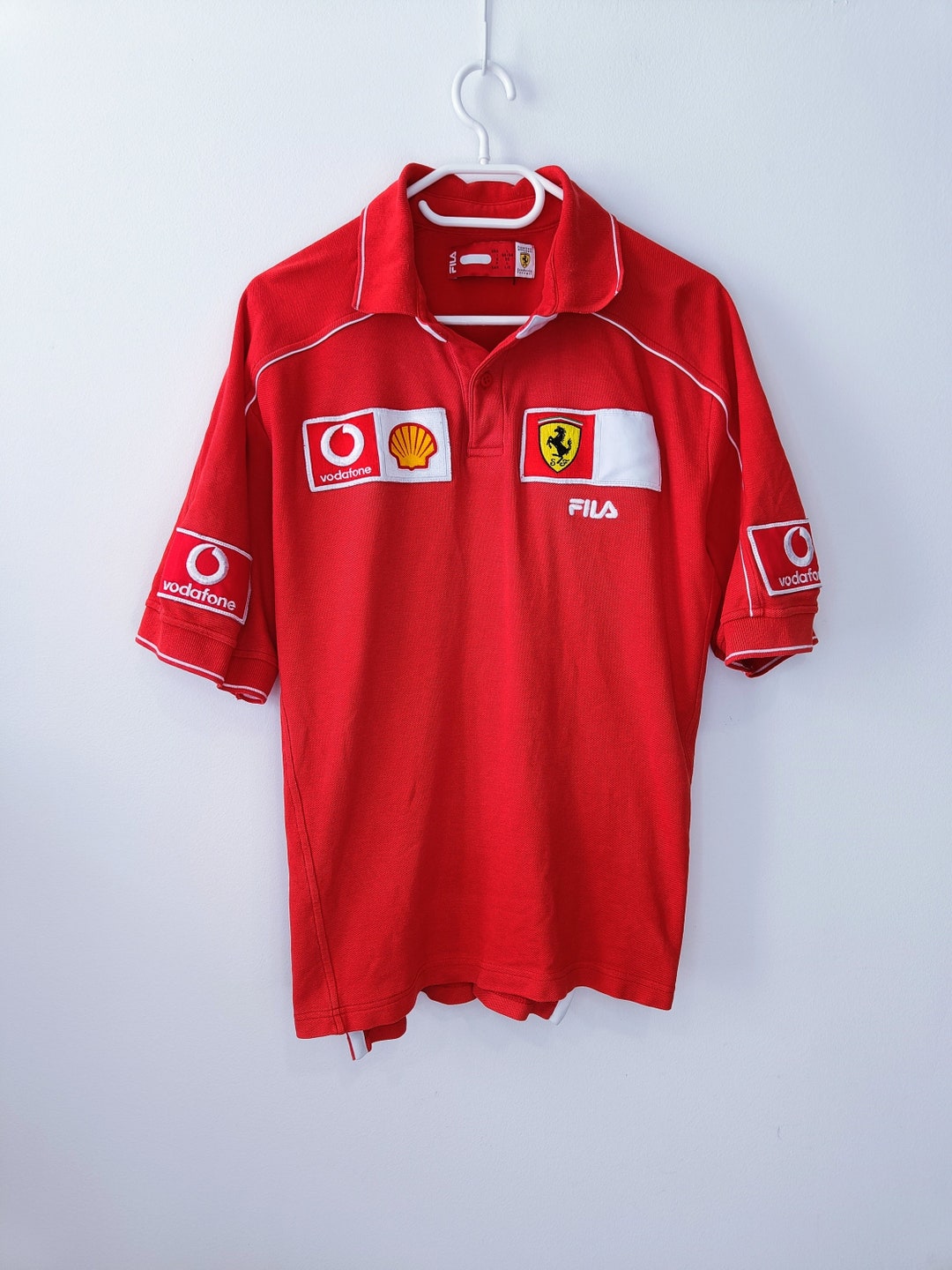 Vintage Fila Scuderia Ferrari F1 Racing Team Vodafone Shell Polo Shirt ...