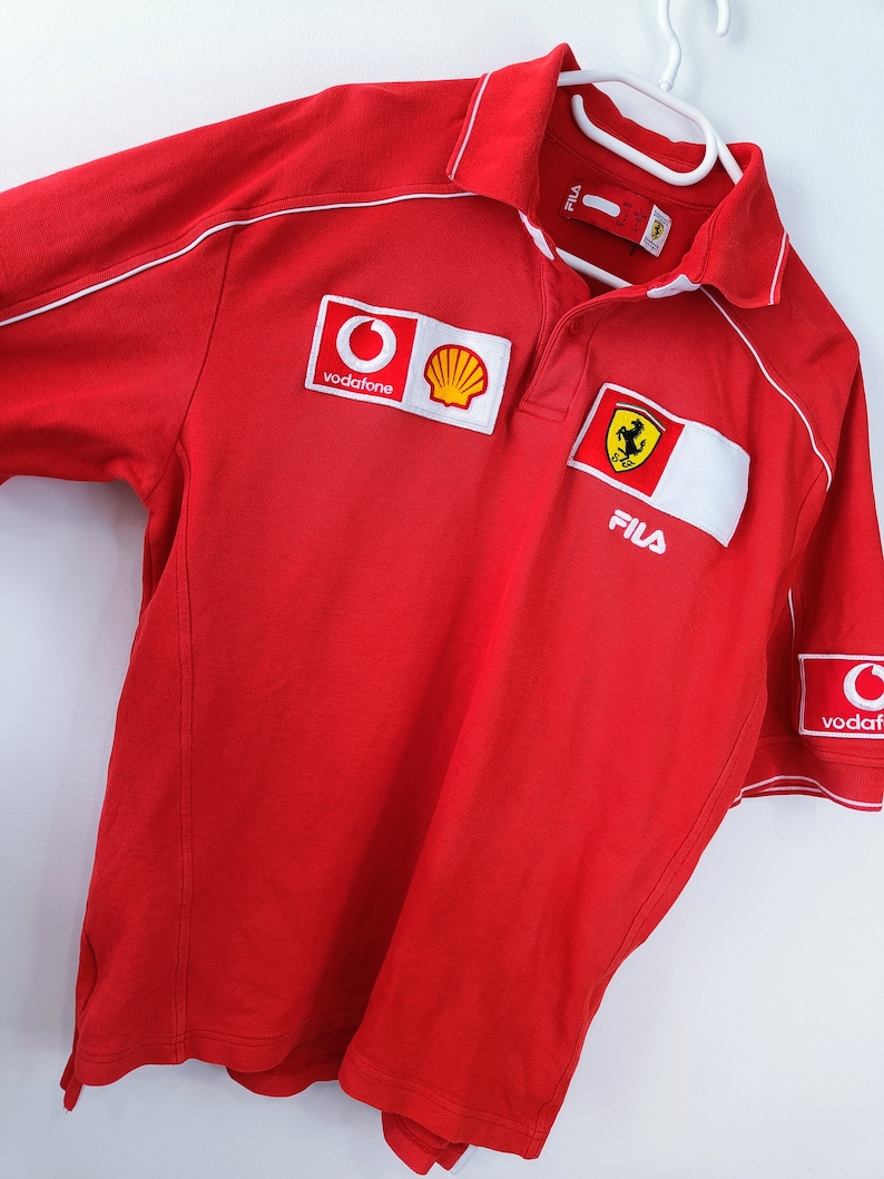 Vintage Fila Scuderia Ferrari F1 Racing Team Vodafone Shell Polo Taille ...
