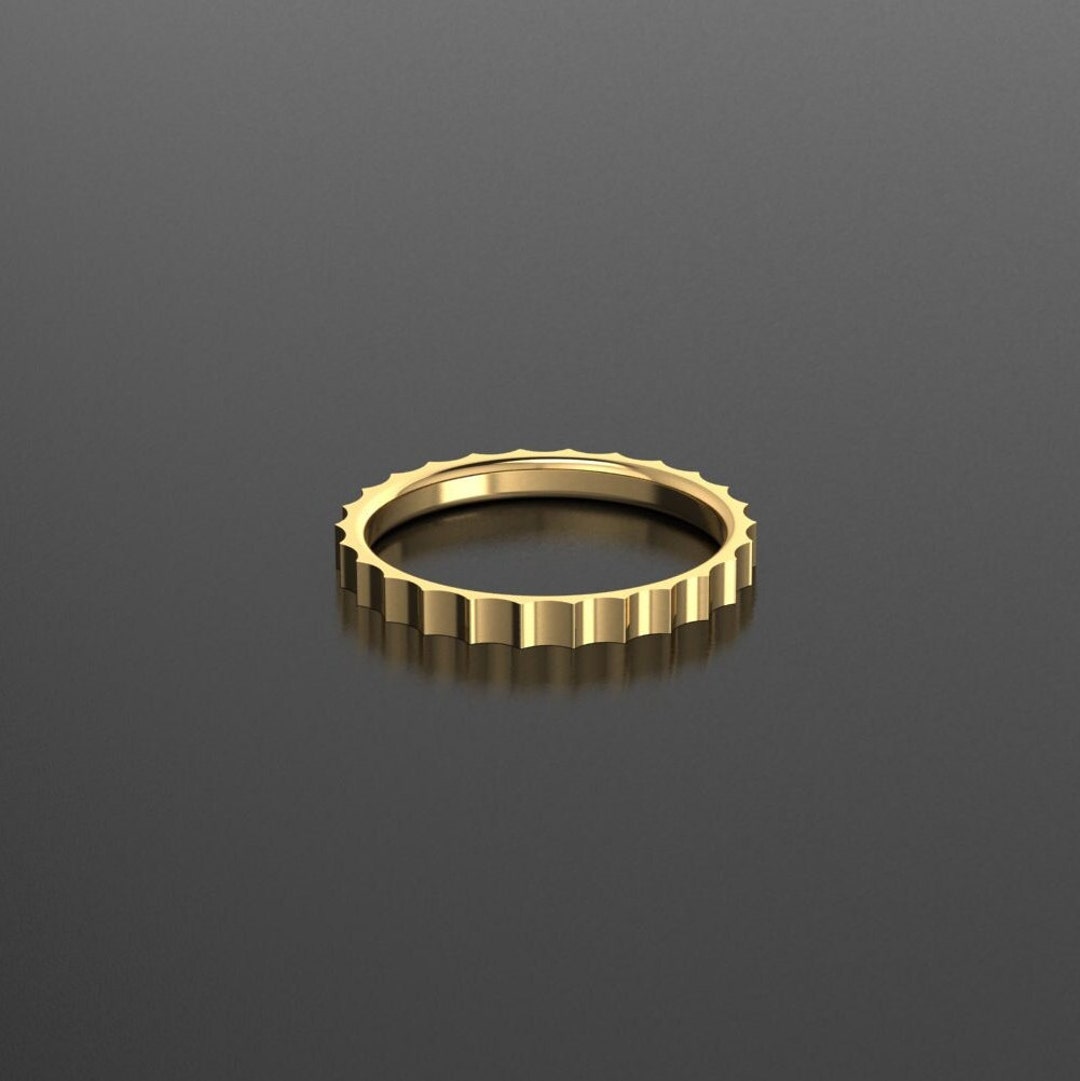 Minimalist Dainty Stackable Gold Ring, Fluted Band - Etsy