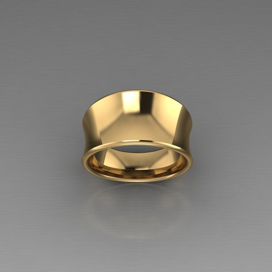 Minimalist Gold Concave Ring, Chunky Gold Everyday Ring - Etsy