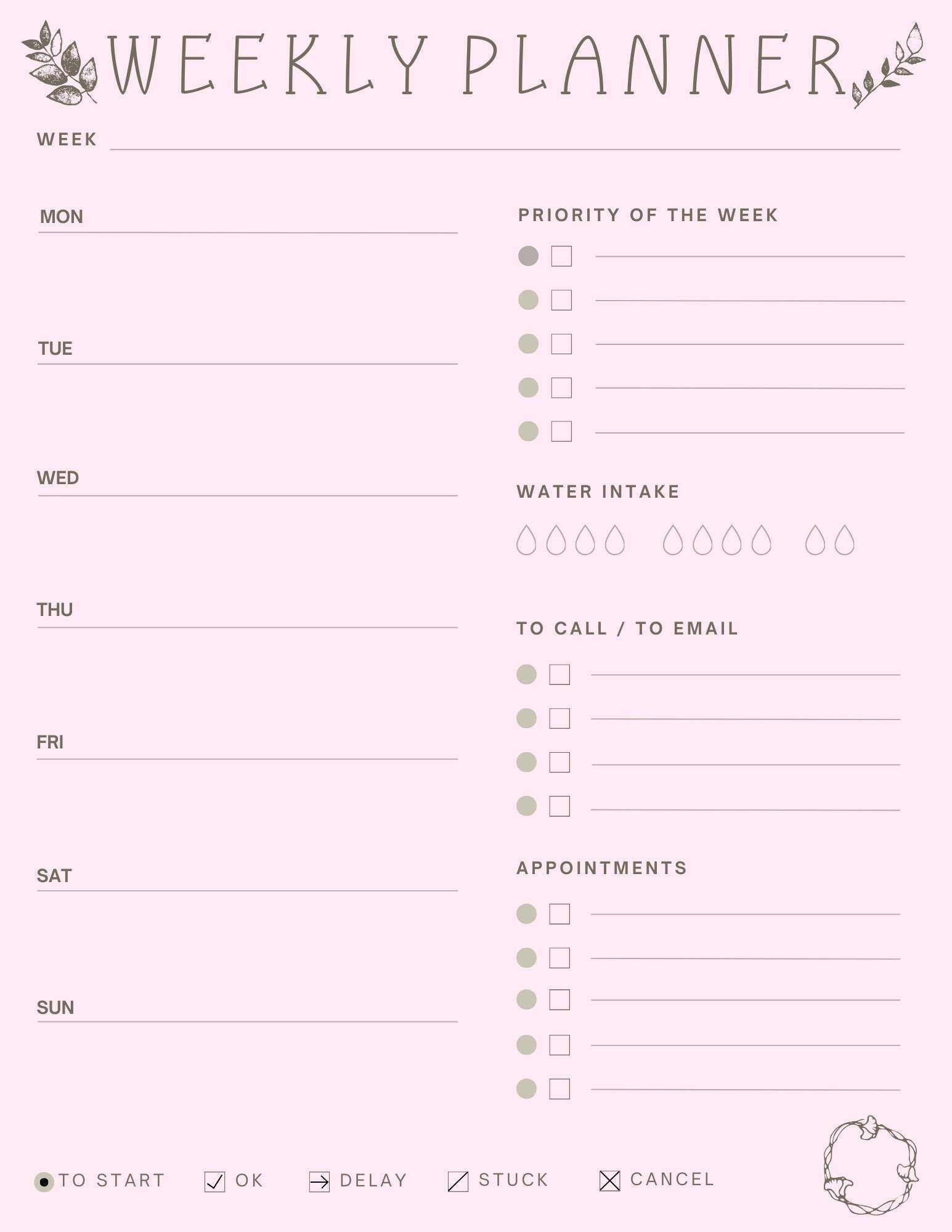 Weekly Planner Printable, Instant Download, Productivity Planner ...