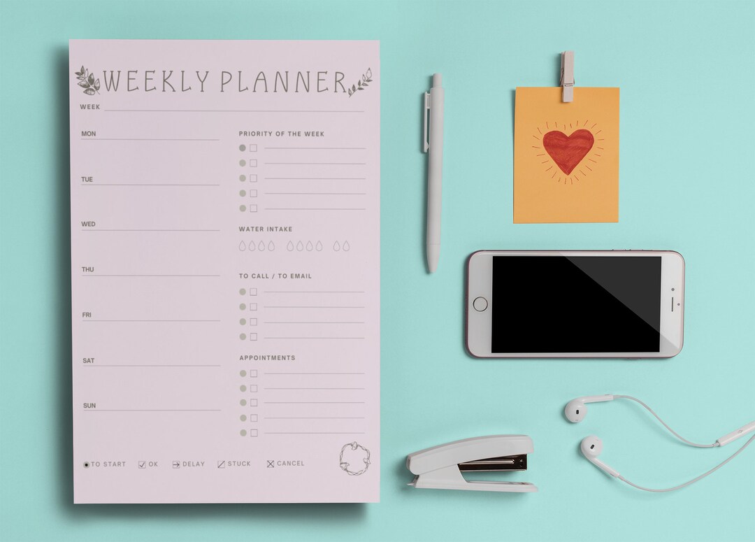 Weekly Planner Printable, Instant Download, Productivity Planner ...