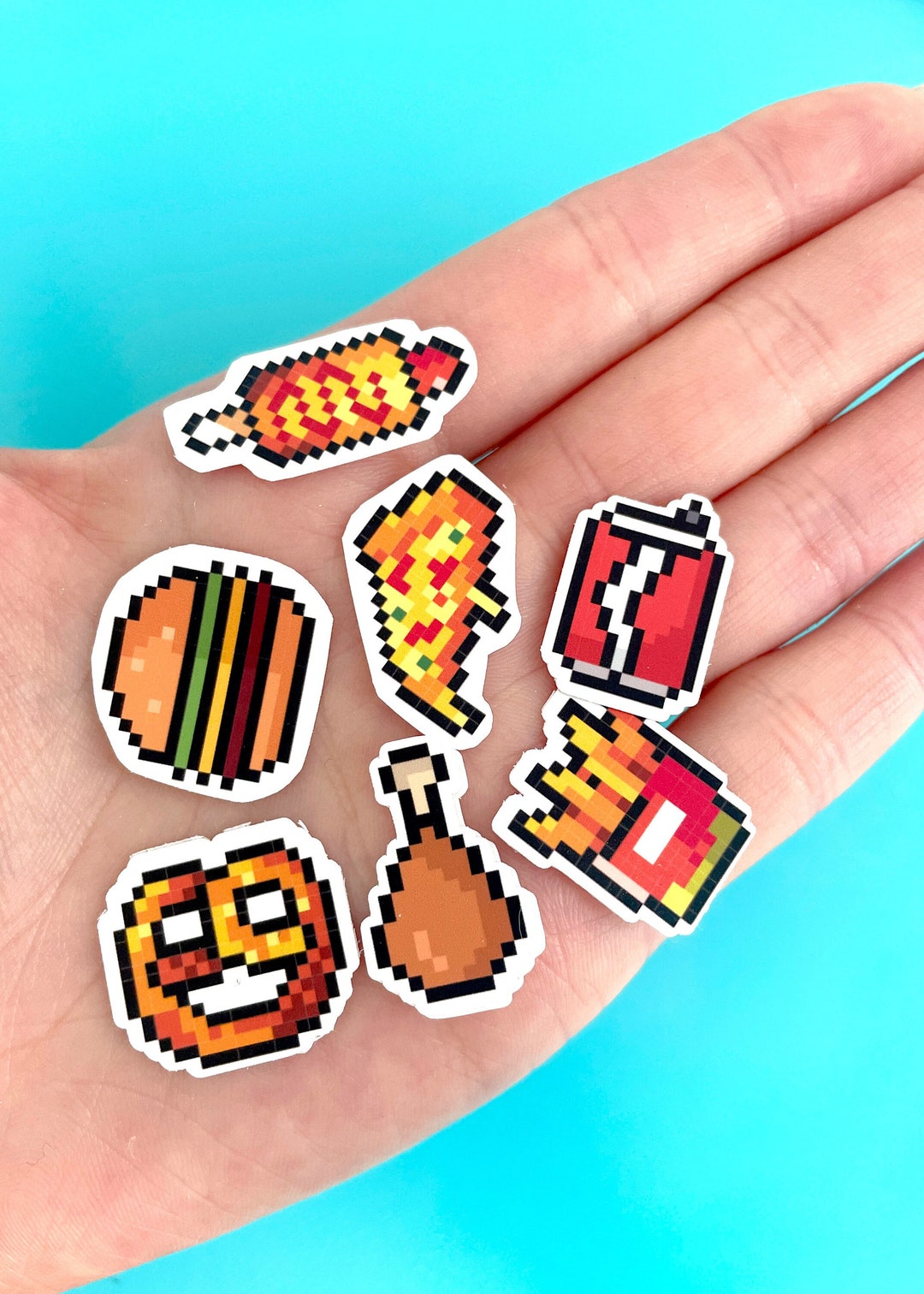 8-bit Junk Food Mini Sticker Set, Vinyl Sticker Bundle, Matte ...