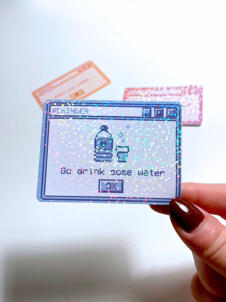 90s 8-bit Computer Reminders Holographic Sticker, Nostalgic Vinyl ...