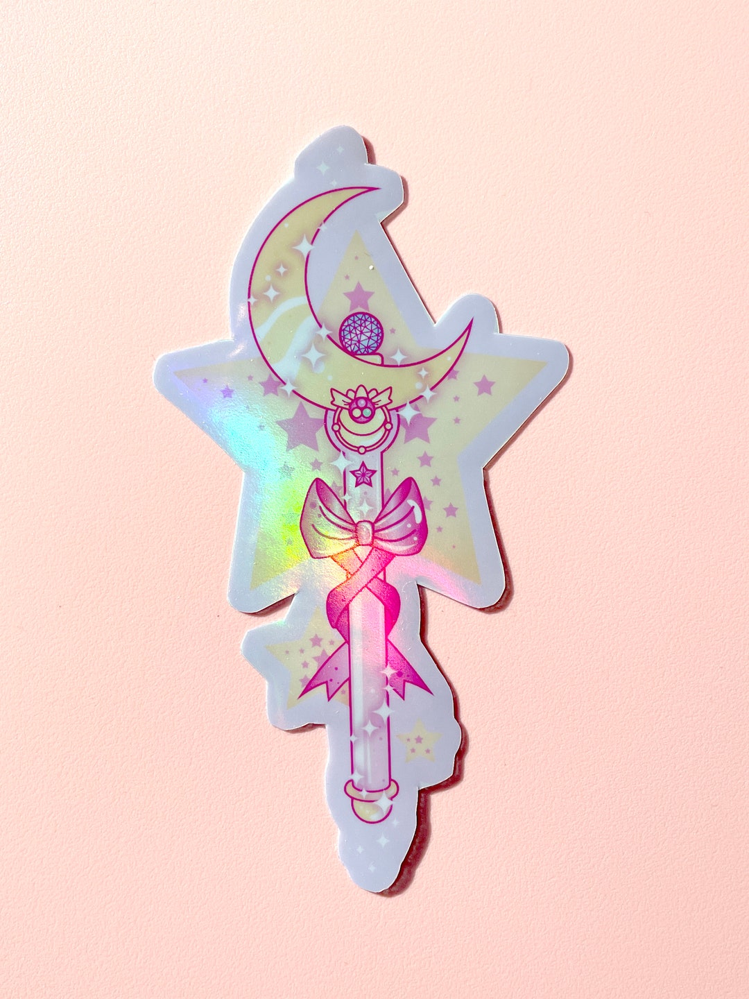 Moon Stick Wand Holographic Sticker, Sailor Scouts, Vinyl Sticker ...